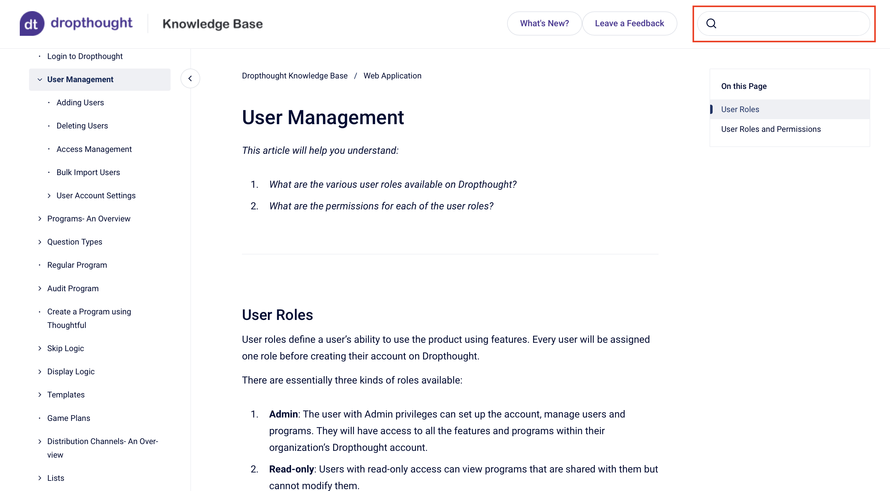 Dropthought Web Application
